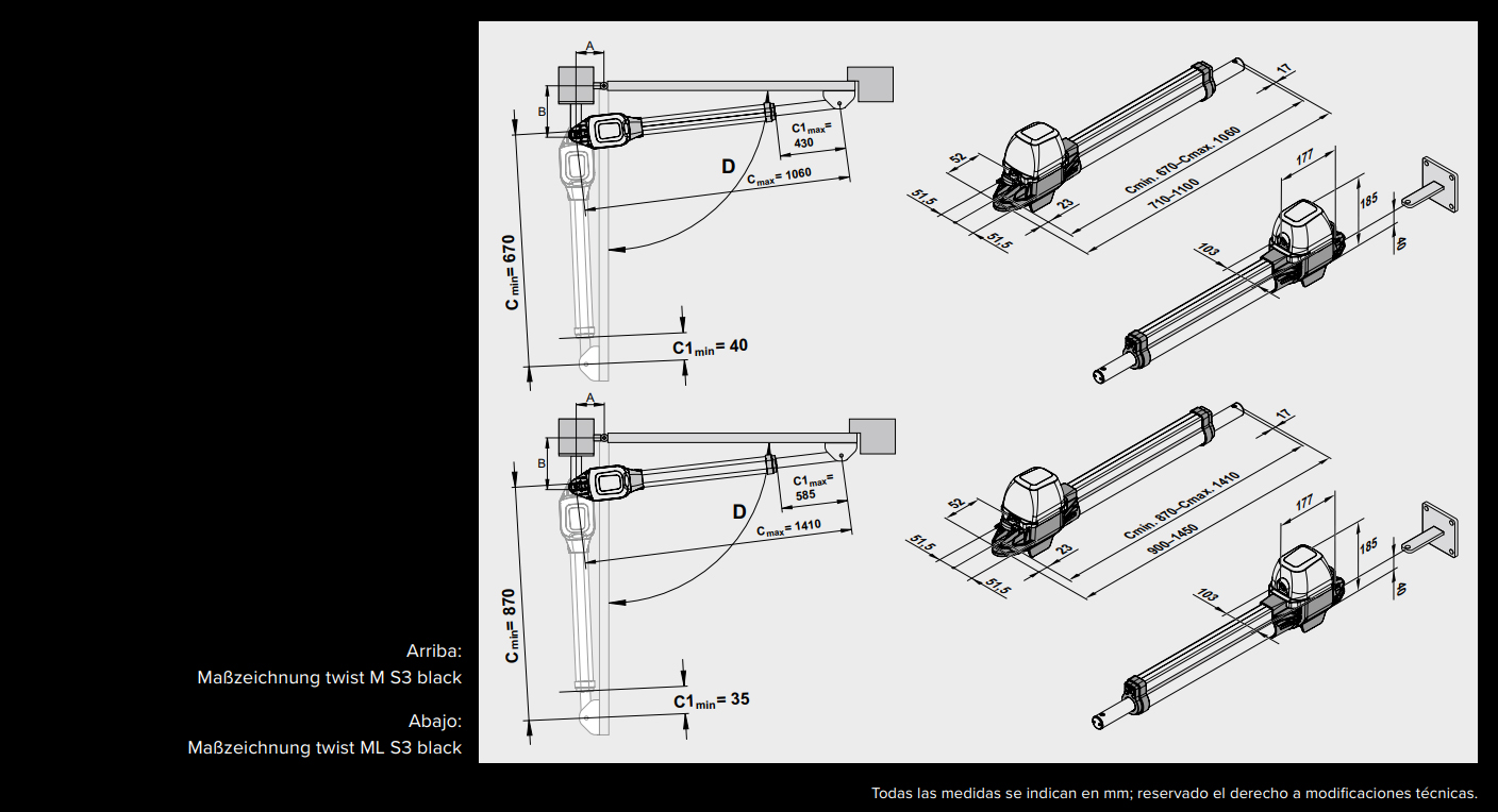 Accionamientos SOMMER para puertas batientes twist M y ML de hasta 2500 ...